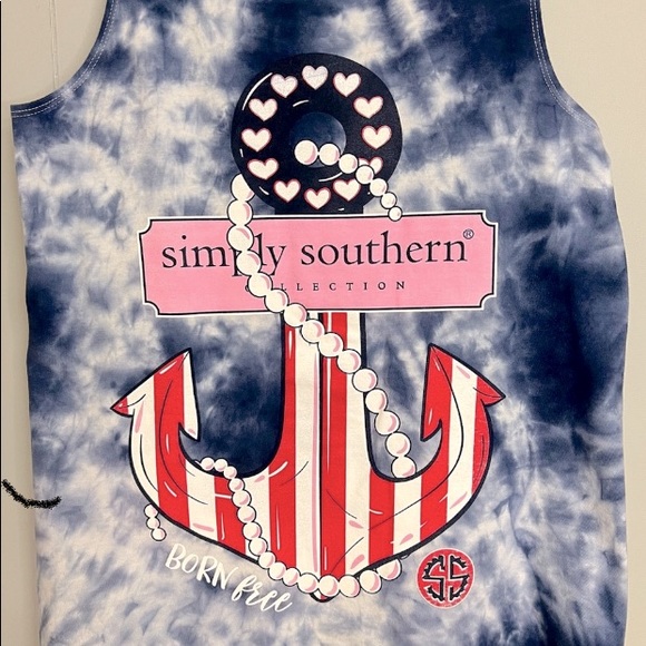 Simply Southern | Tops | Simply Southern Tank Born Free Anchor Red ...